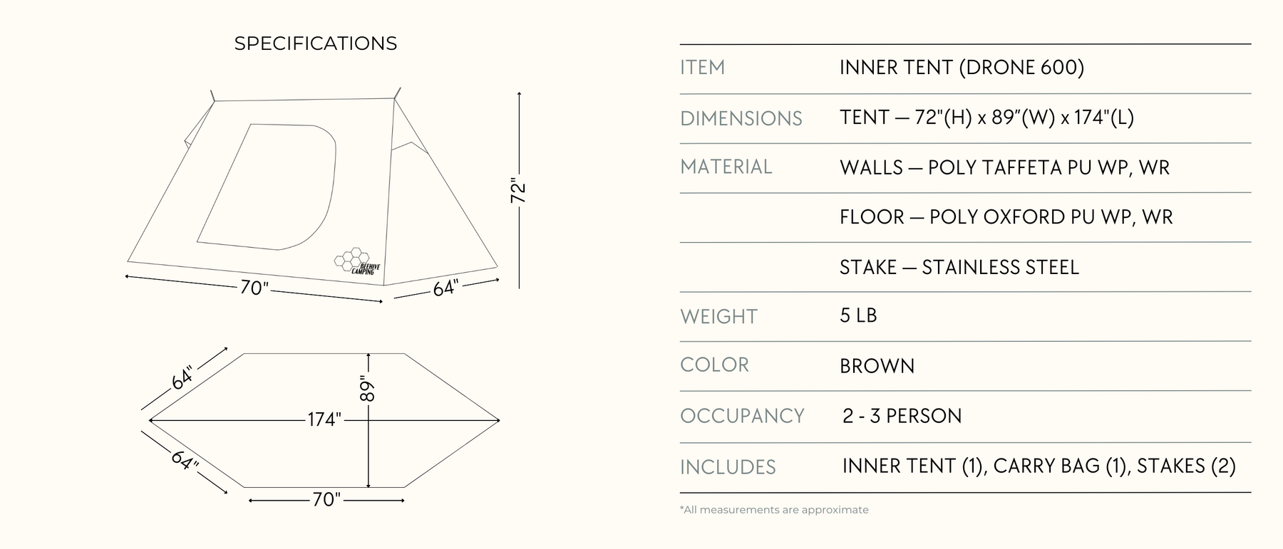 INNER TENT 600 | Beehive Camping
